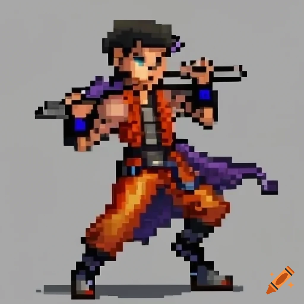 Pixel fighter character on Craiyon