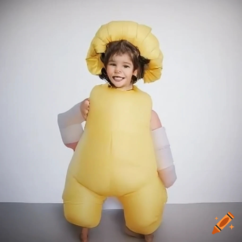 Child wears inflatable sheep costume