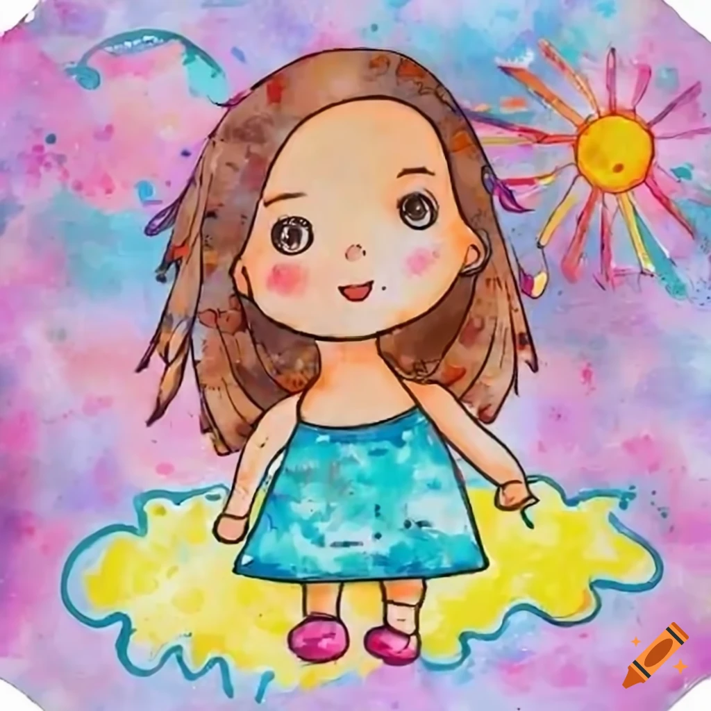 Cartoon image of girl enjoying summer weather