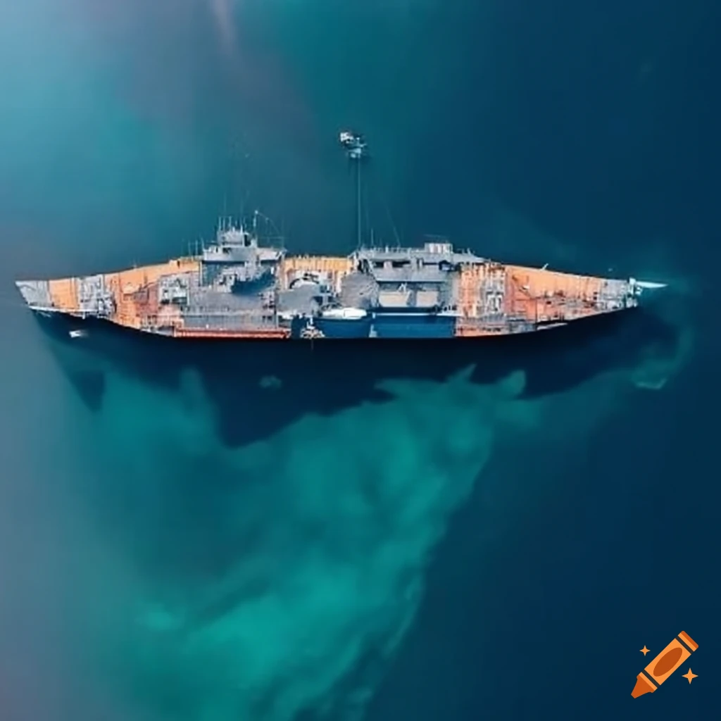 Aerial photo of warship