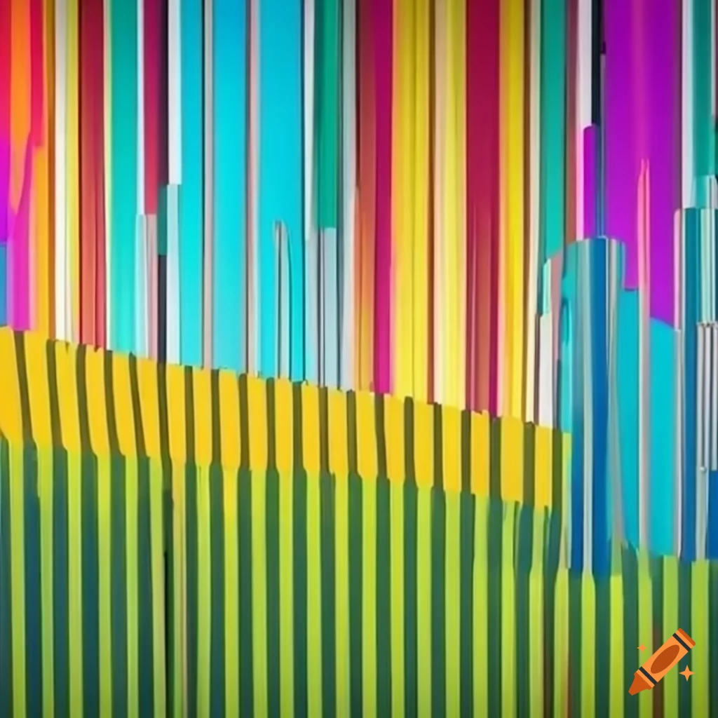 A landscape made of vertical striped colors based on the simpsons