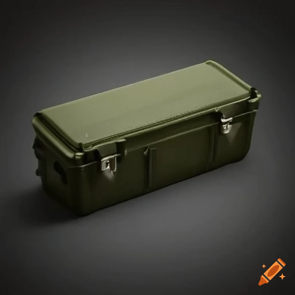 Empty opened ammo case military rectangular on Craiyon
