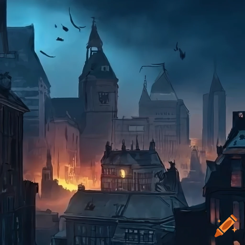 A landscape of ketterdam city from the book six of crows with Inej ...