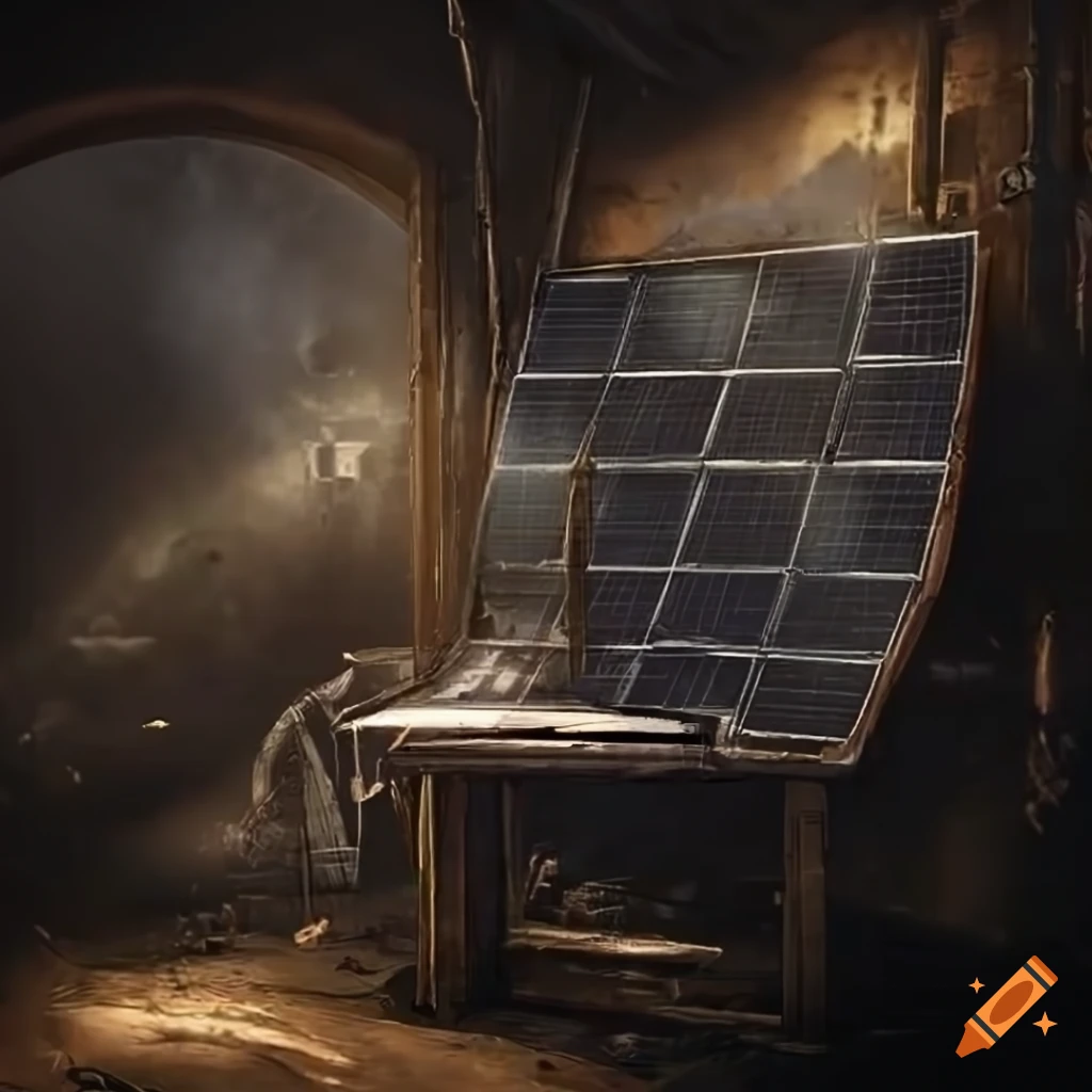 Solar panel, us military solar panel on a workbench, flexible sci-fi ...