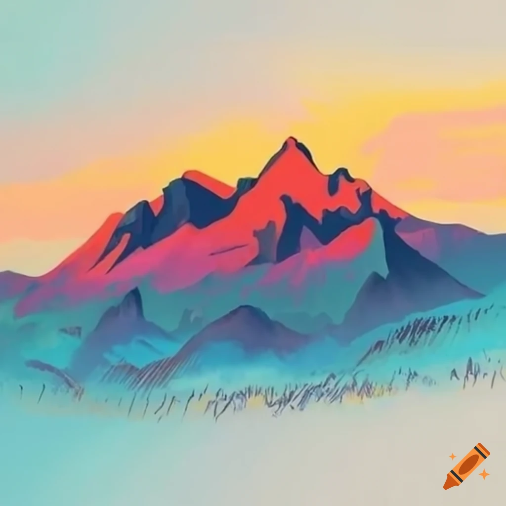 A rugged decal showcasing a mountain landscape on a vehicle on Craiyon