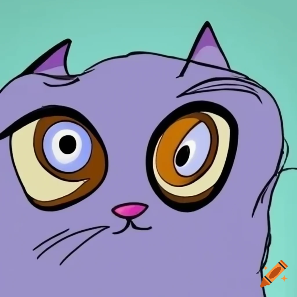 2d animation funny looking cat on Craiyon