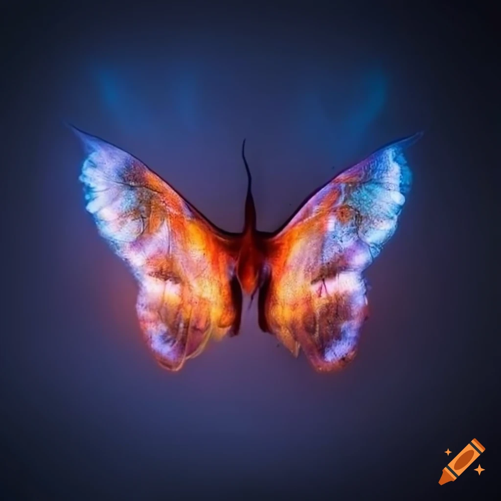 Moth made of fire on a light background on Craiyon