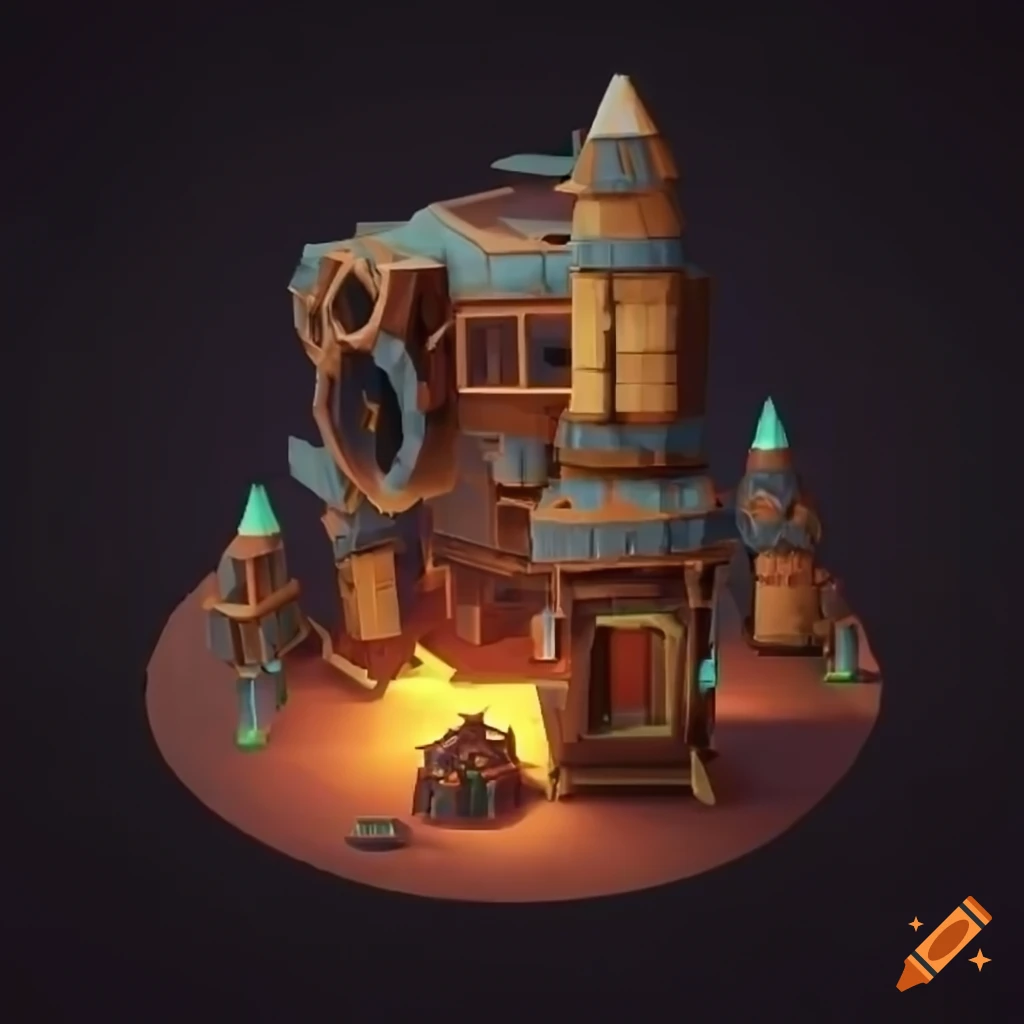 Crash landing survivors on an alien planet construct a steampunk base ...