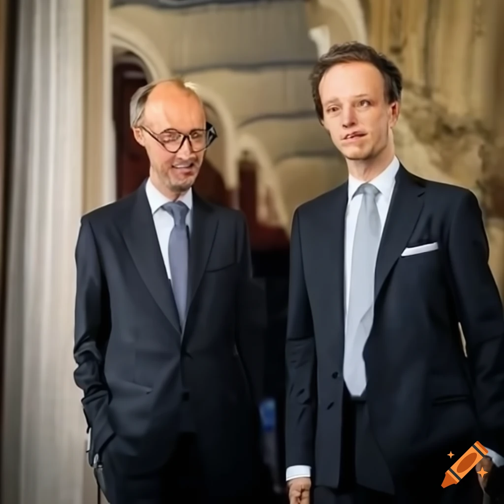 Friedrich merz and linnemann at a press conference wearing suits