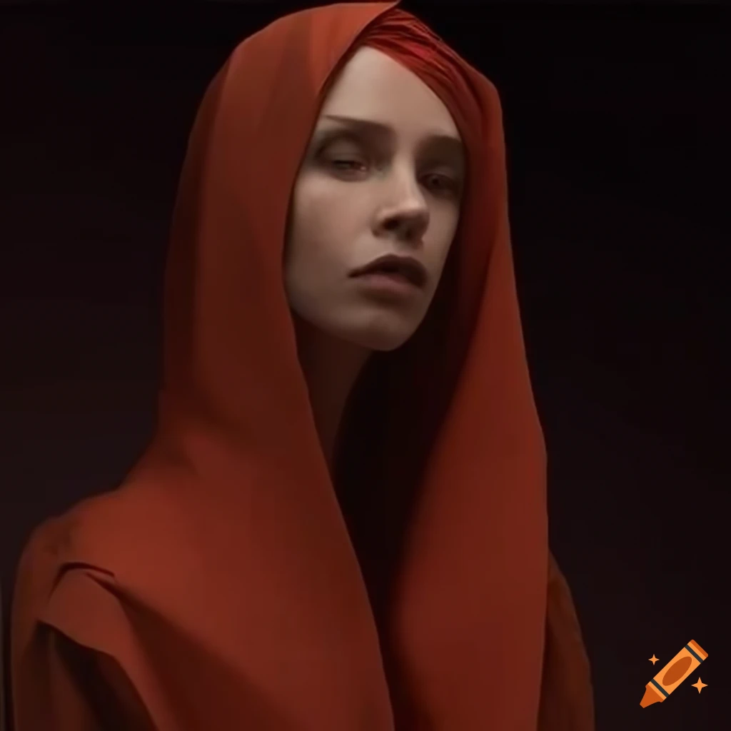 Wrapped portrait, fashion photo on Craiyon