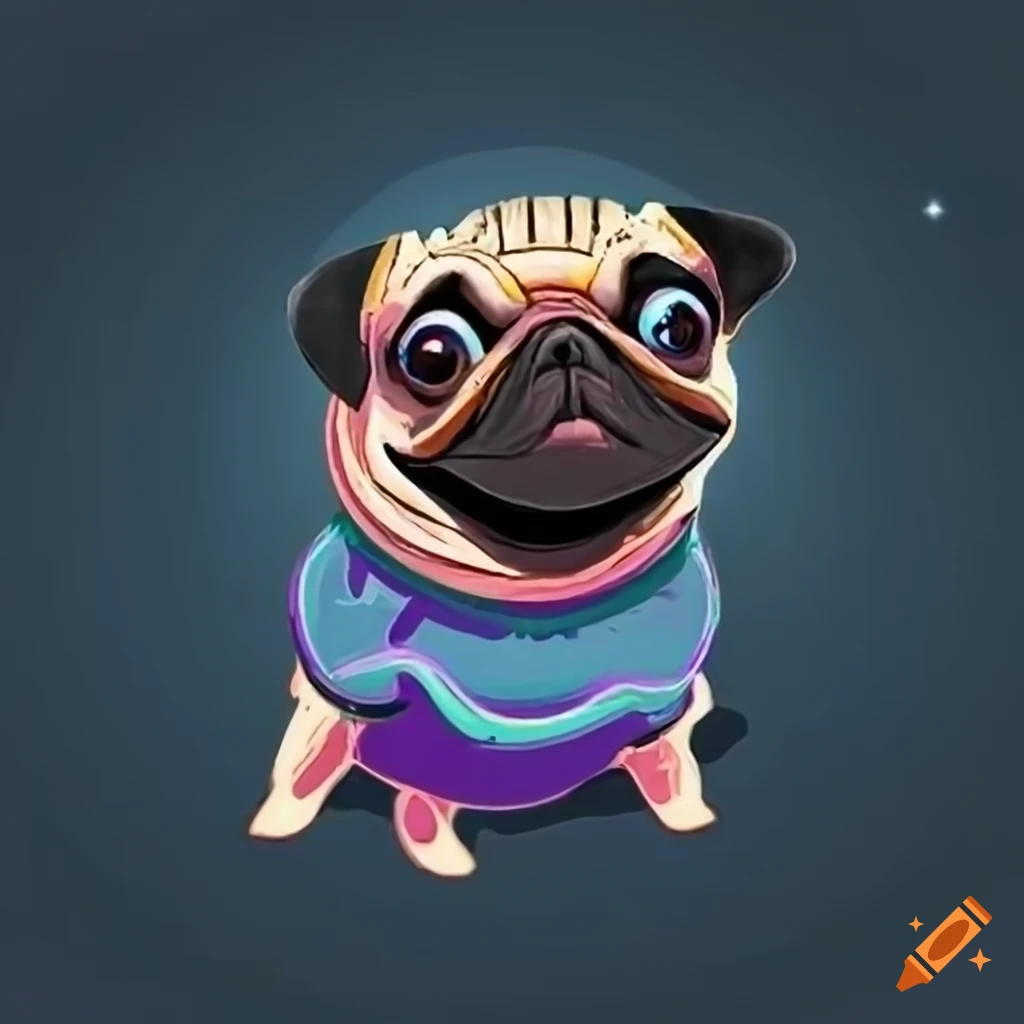 Please generate a series of images featuring Pug dogs in various space ...