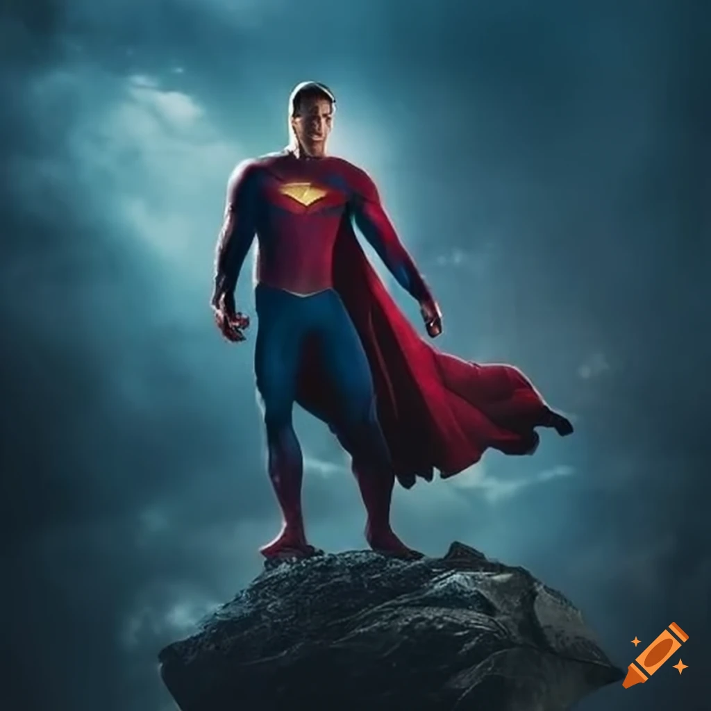 Dynamic movie poster featuring superheroes in action on Craiyon