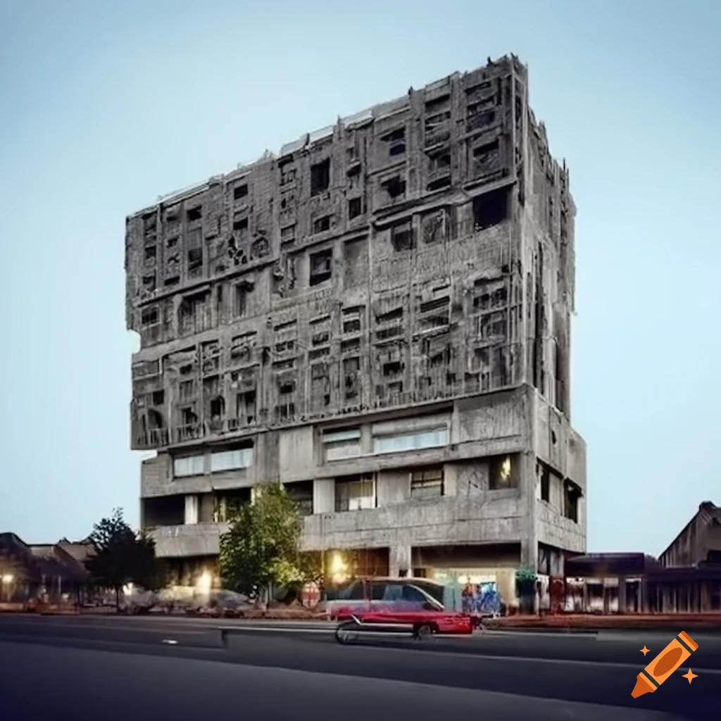 An avant-garde building showcasing modern and brutalist architecture on Craiyon