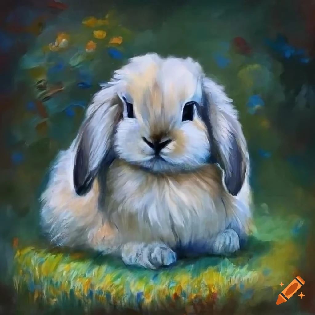 Beautiful drawing of two lop eared rabbits, monet on Craiyon