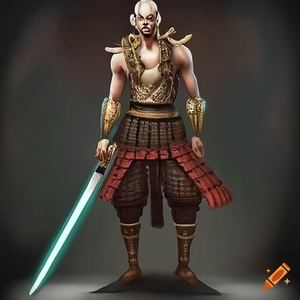 Qui Gon Jinn fusion Dhalsim as black armor monk with samurai sword on ...