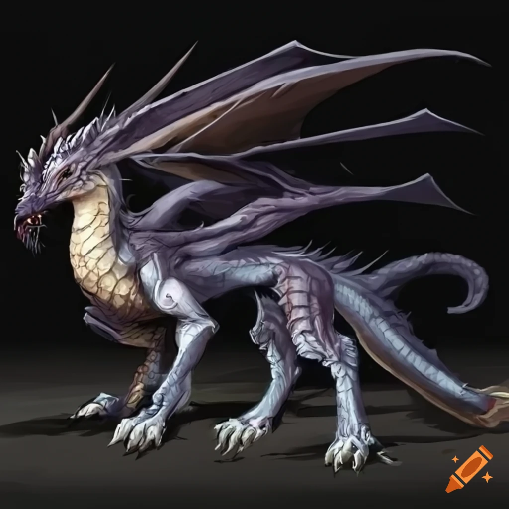 Full body Dragon concept designs, side view on Craiyon