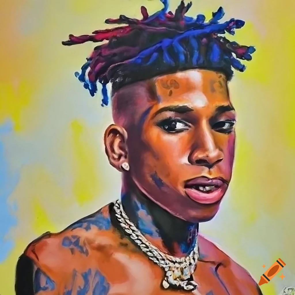 Oil pastel painting of nle choppa on Craiyon