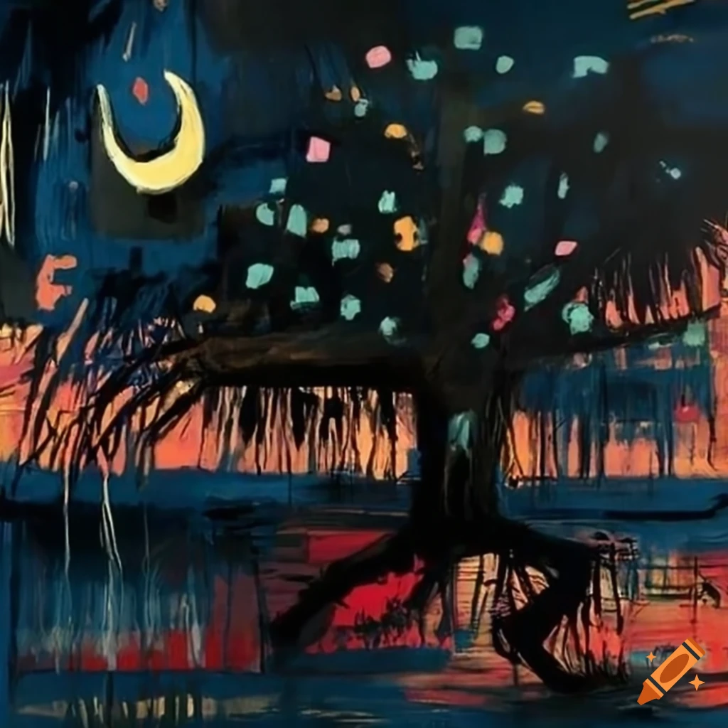 Dancing trees at night basquiat