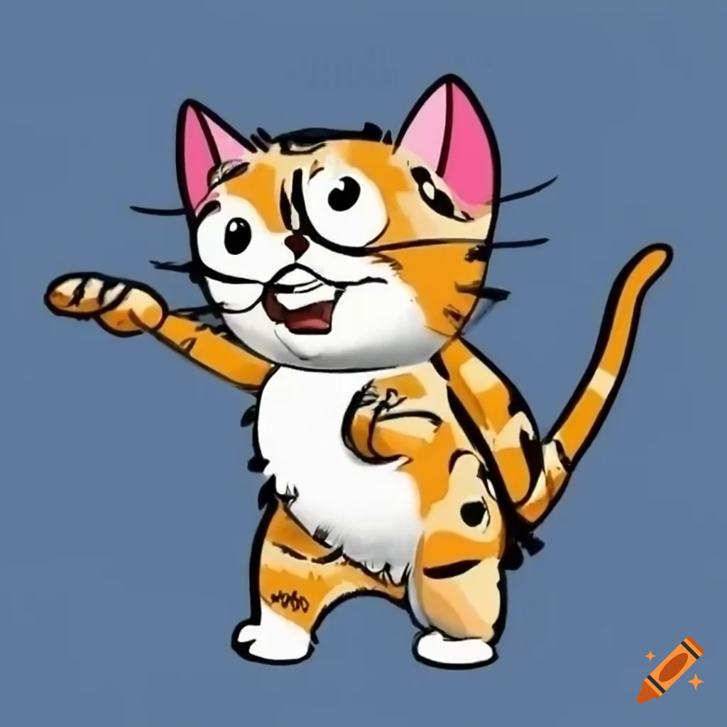 2d animation funny looking cat