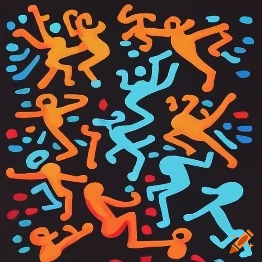 Dancing crowd in a club by keith haring on Craiyon