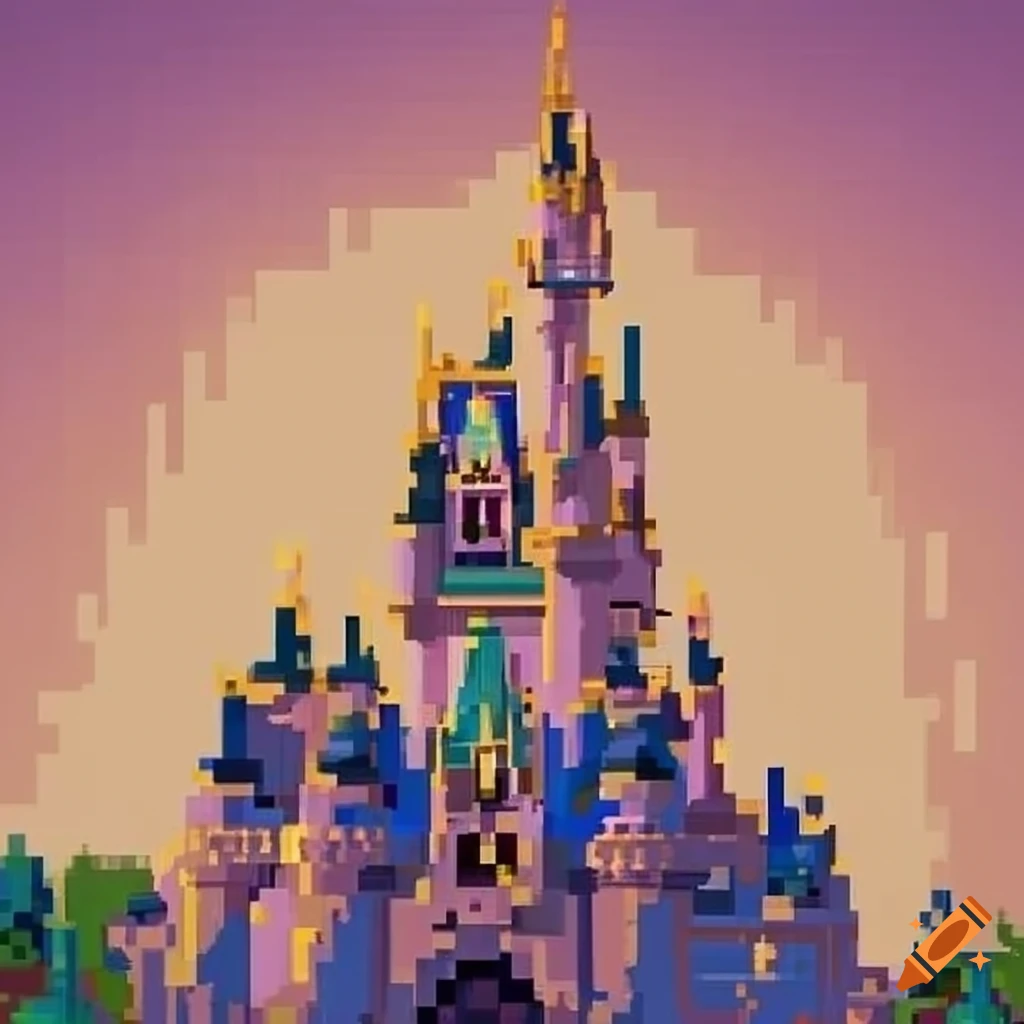 Magic kingdom in pixel art on Craiyon