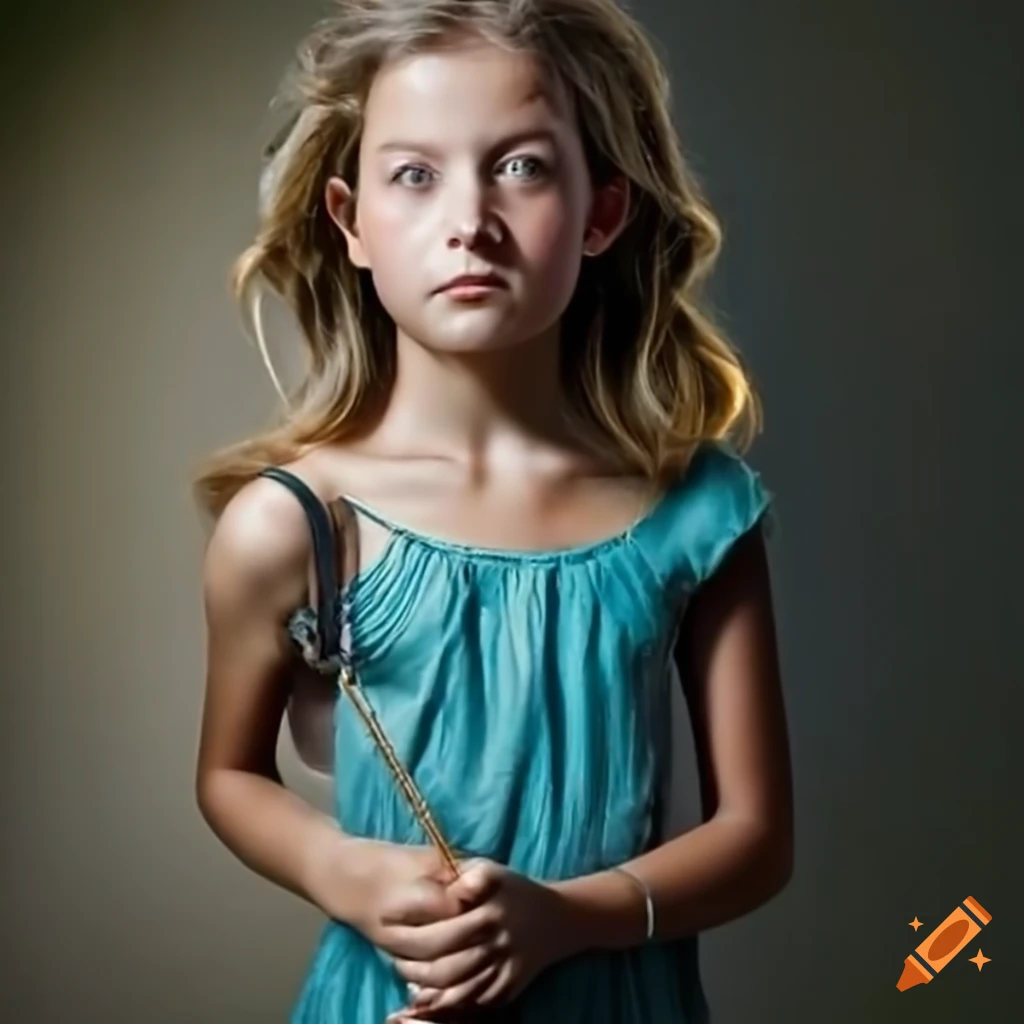 Girl age 17 holding thin metal rod