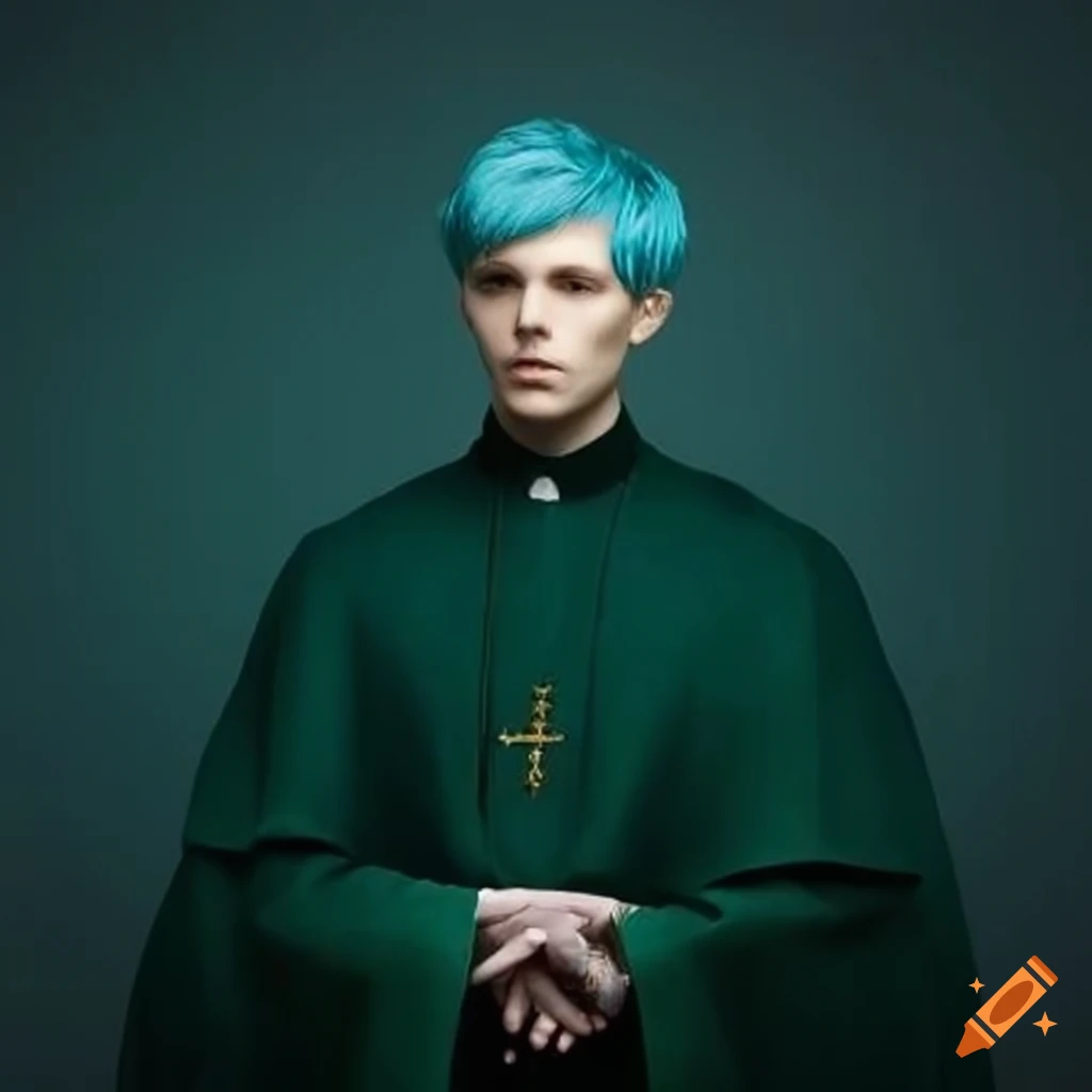 A beautiful fantasy tall white-skinned human male priest with short ...