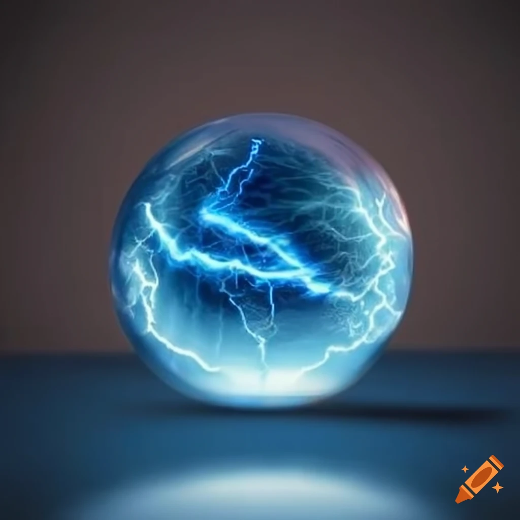 A mesmerizing glass orb with a lightning bolt inside