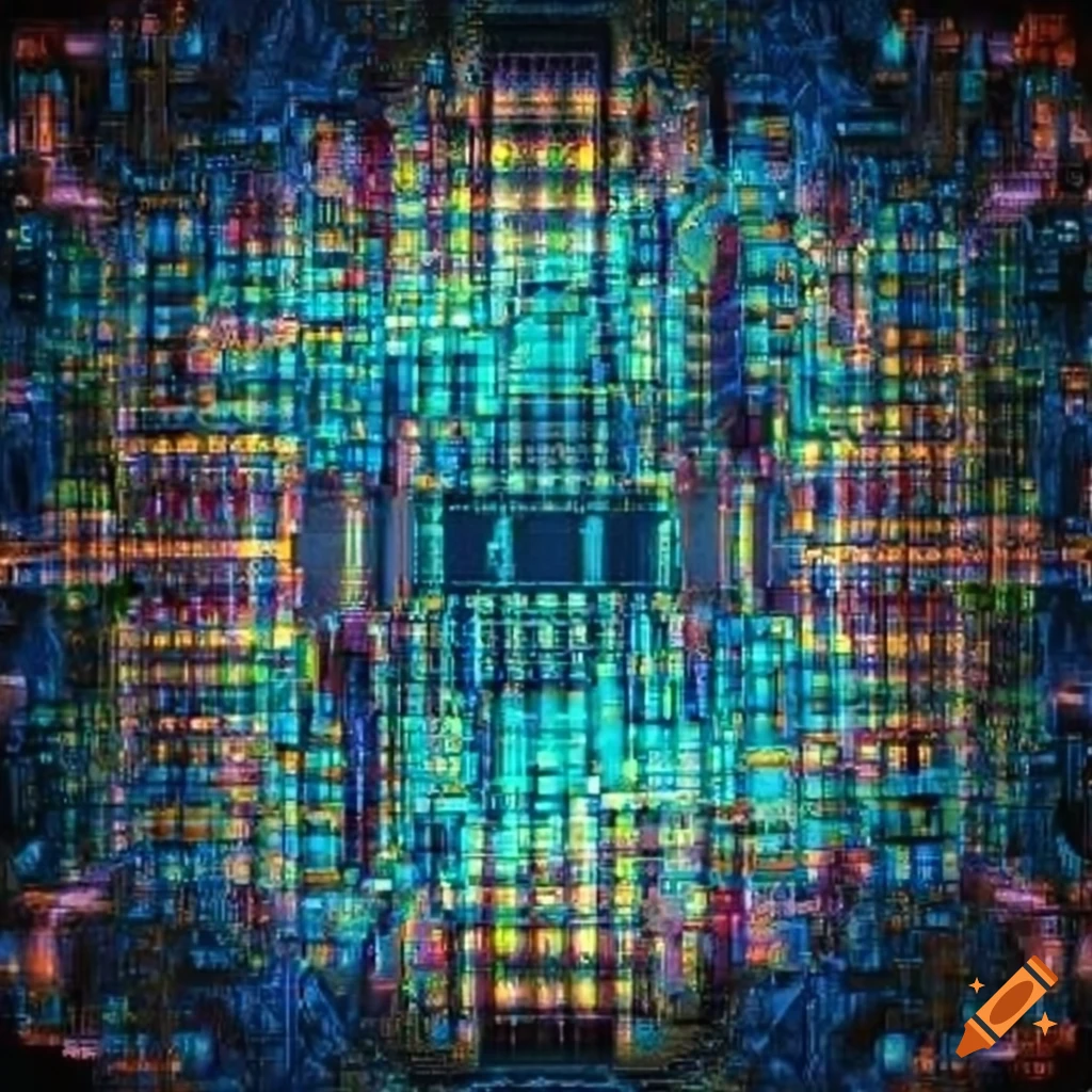 Microprocessor highly intricate normal map symettrical highly detailed on Craiyon