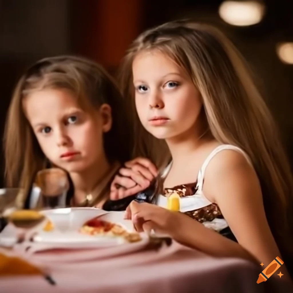 Two Sisters Age 18 And Age 12 Having Dinner On Craiyon