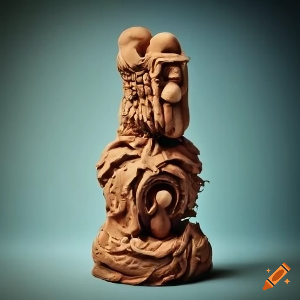 Clay sculpture based on alchemical symbols