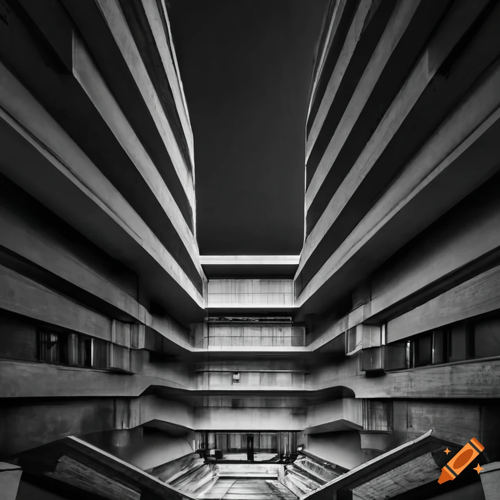 Building showcasing avant-garde architectural brutalism design on Craiyon