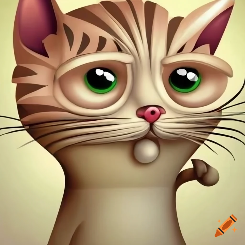 2d cartoon cat making funny faces
