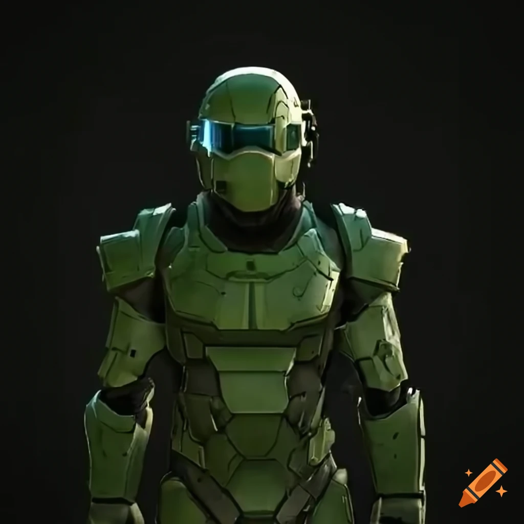 A futuristic soldier in sleek green power armor