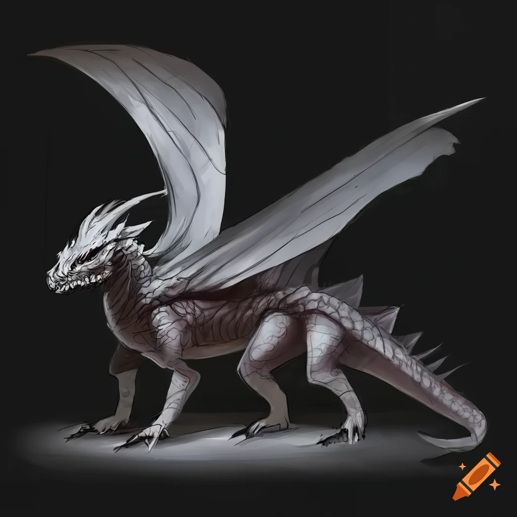 Dragon concept designs, side view on Craiyon