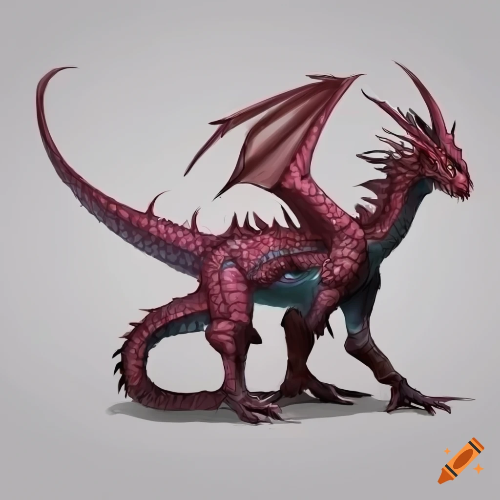 Full body dragon concept designs, side view