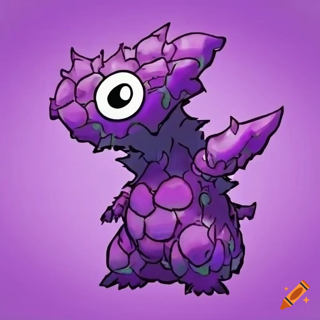 Purple ivy monster in the style of pokemon on Craiyon