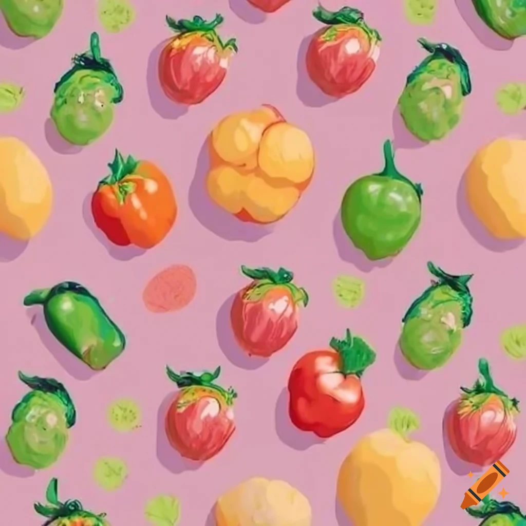 Fresh and vibrant vegetables forming a beautiful pattern pastel colors ...
