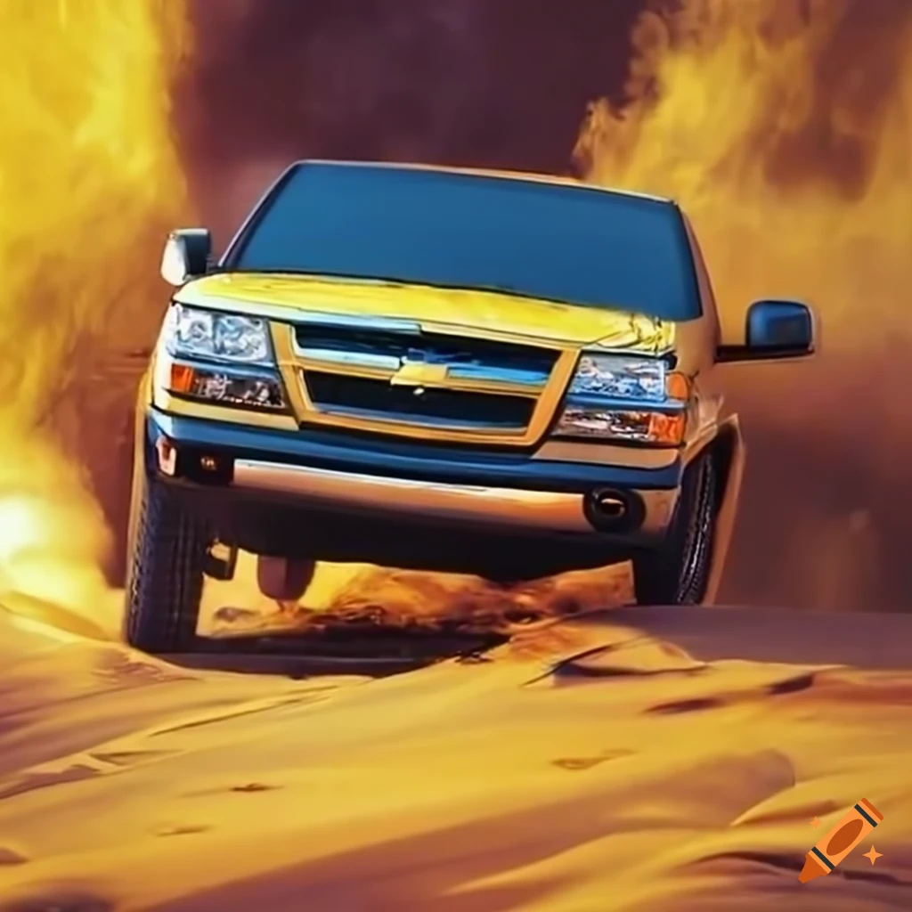 Michael Jackson driving a 2006 yellow Chevy Colorado truck on Craiyon