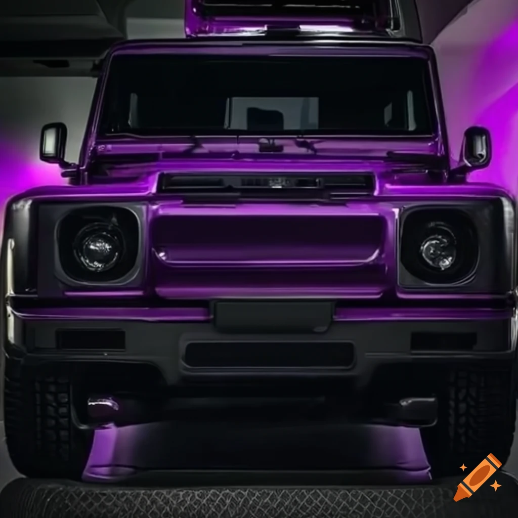 Matte black defender with royal purple interior design on Craiyon