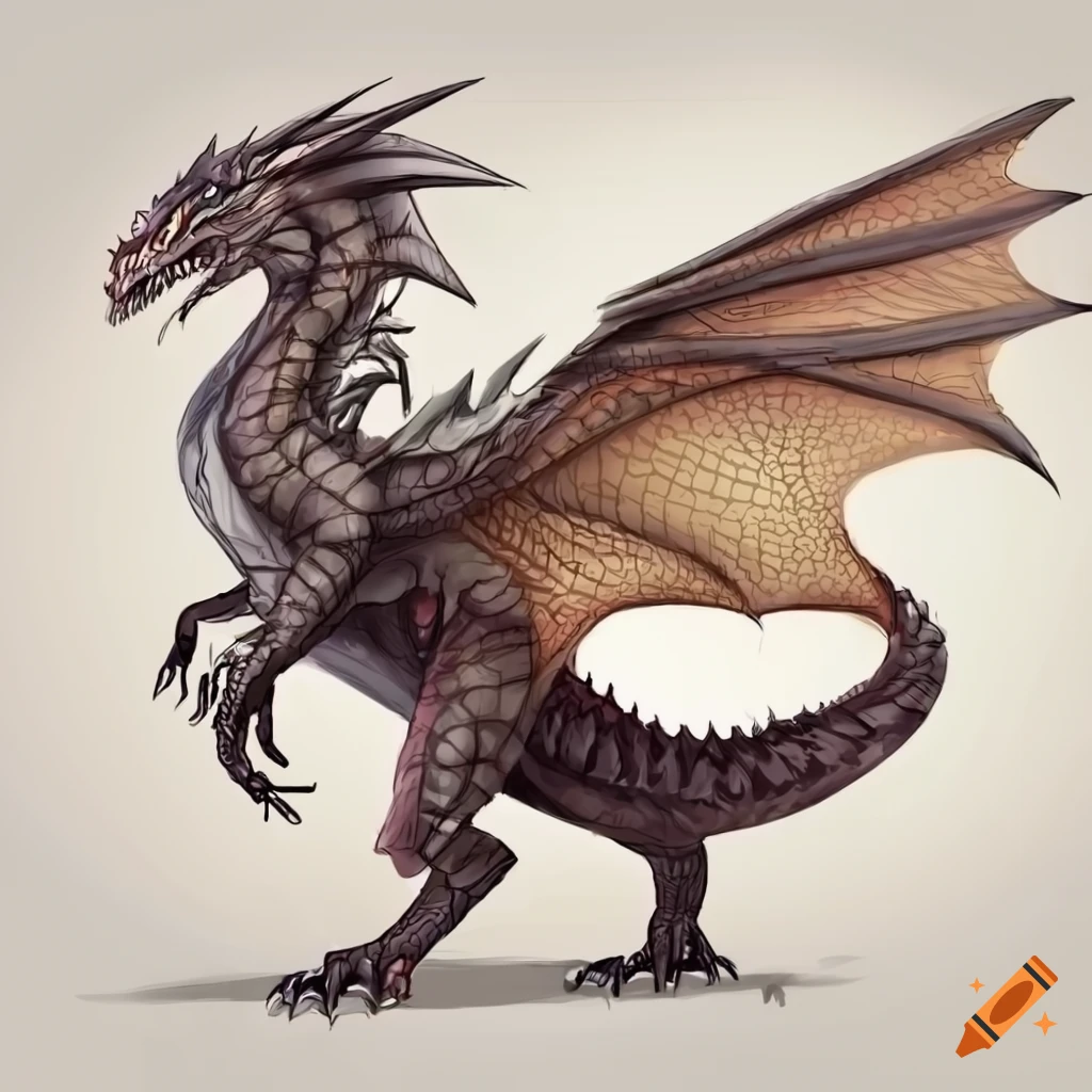 Full body dragon concept designs, side view on Craiyon
