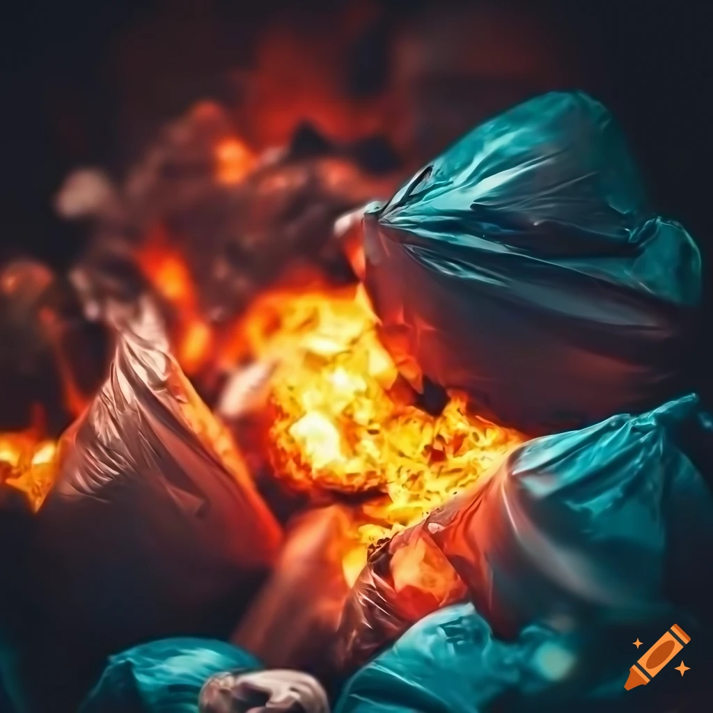 Professional exterior photograph of multi coloured garbage bags ...