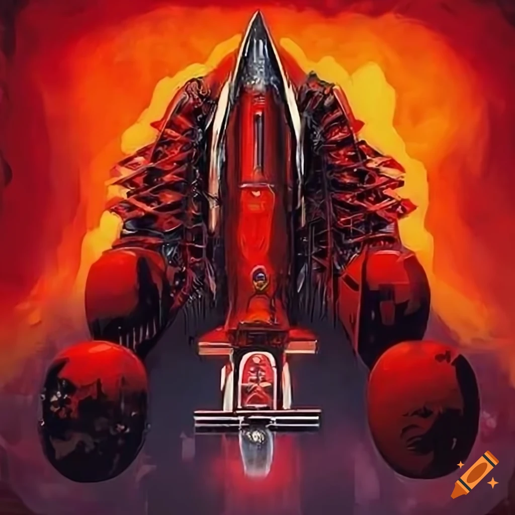 Red 70s sci fi dragster art