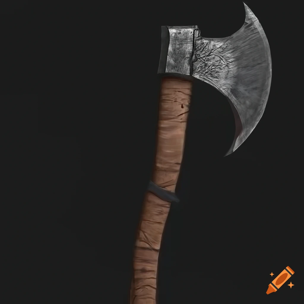 Axe, black background, realistic shading, post apocalyptic, anime style ...