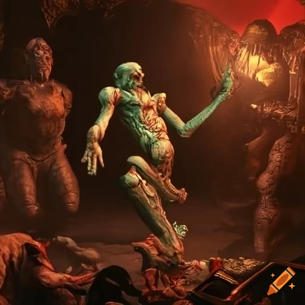 Doom 2 revenant dancing with cacodemons and lost souls vivid colors ...