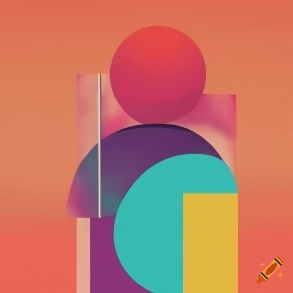 Retro postcard with colorful abstract bauhaus minimalism
