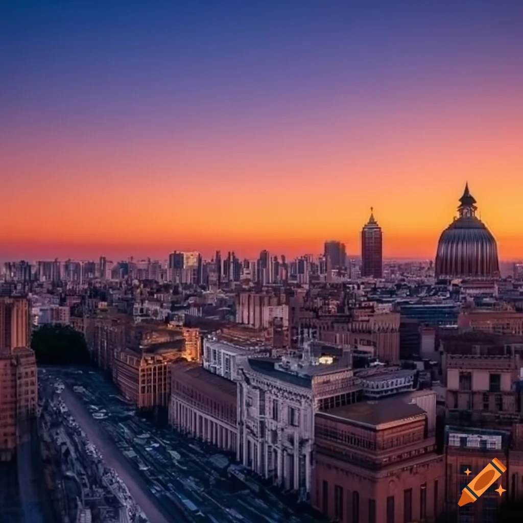 Rom skyline panorama with glorious sunset sky