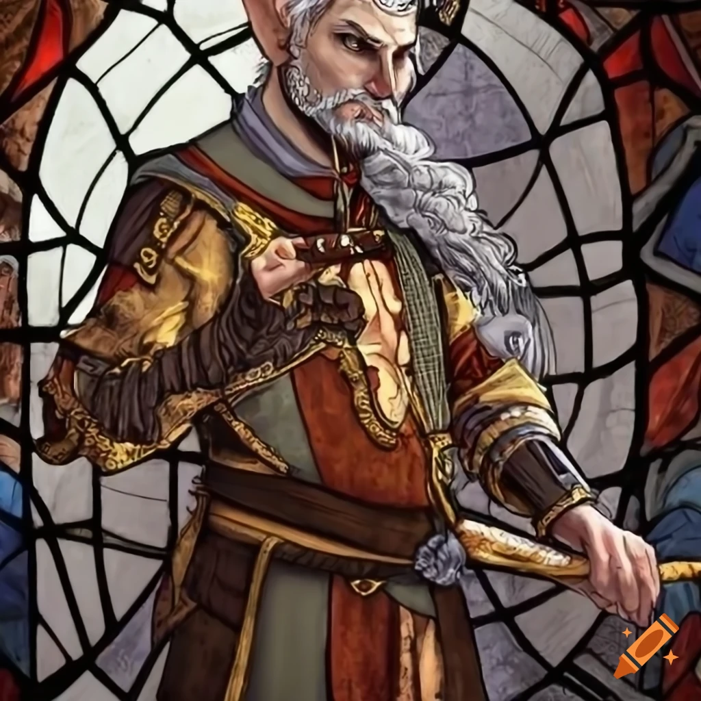 Baldur's gate handsome bard with white beard and lute written in ...
