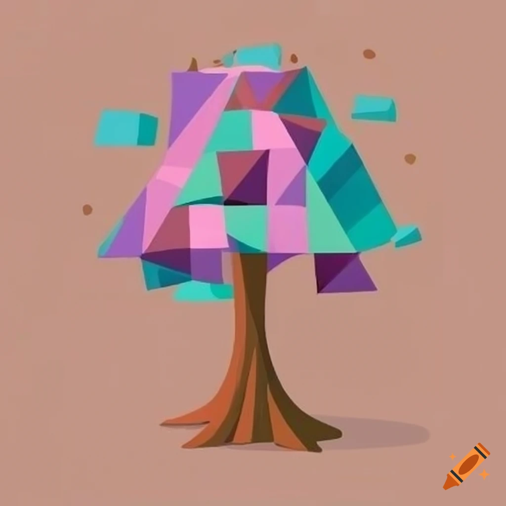 Cubism style cartoon checkered tree on Craiyon