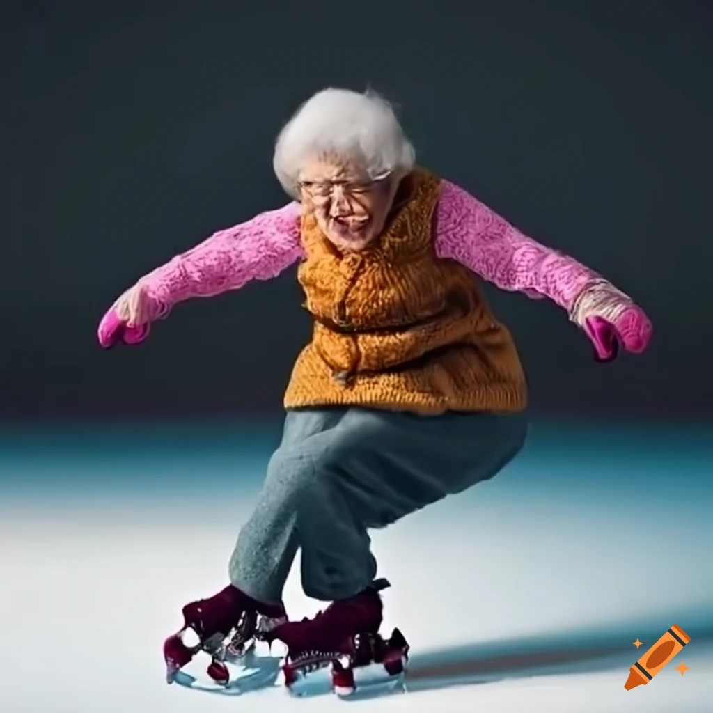 Grandma skating on Craiyon